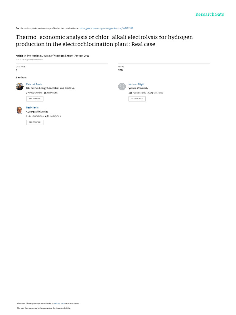 Electrochlorination Hydrogen | PDF | Electrochemistry | Chlorine