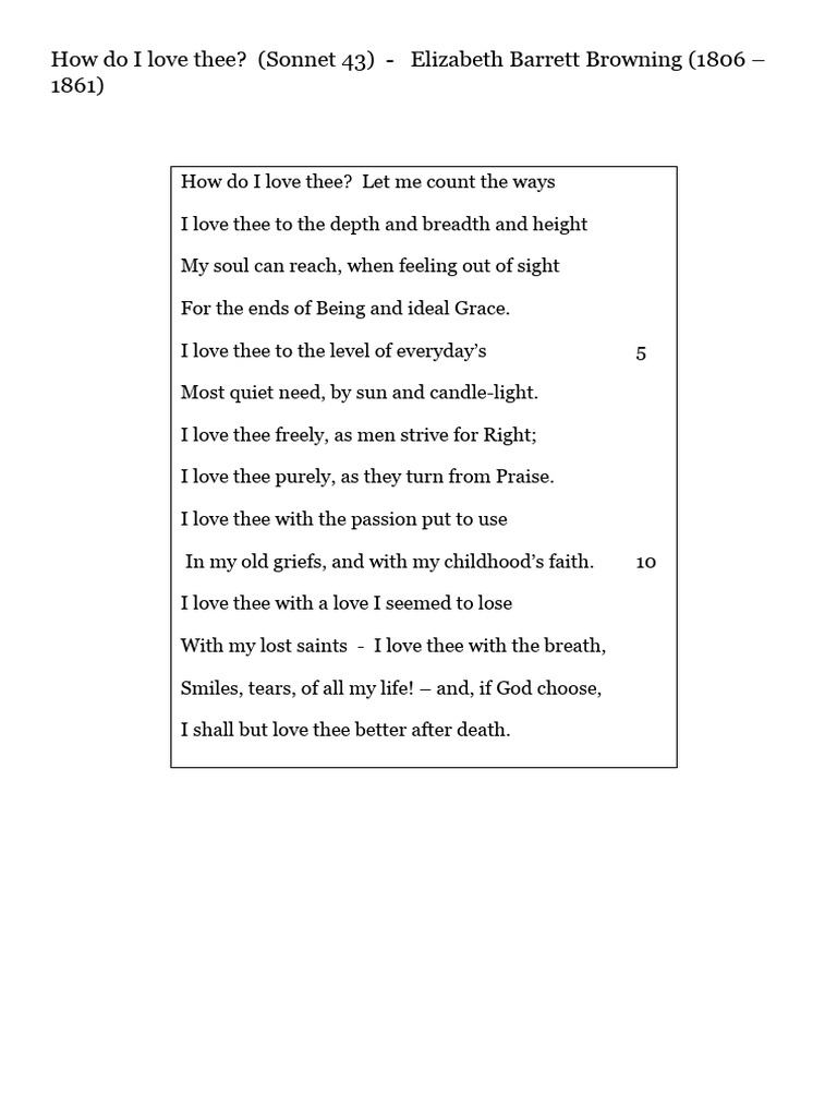 Analysis of "How Do I Love Thee?" | PDF | Sonnets | Poetry