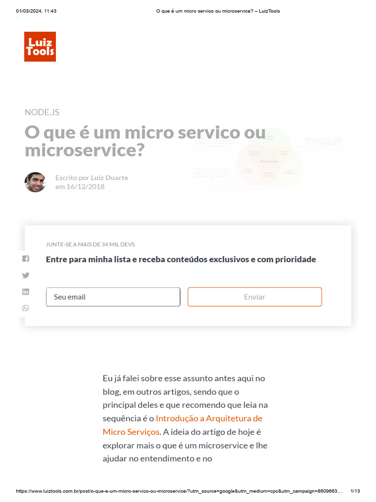 O Que É Um Micro Servico Ou Microservice - LuizTools | PDF | Padrão de ... O Que É Um Micro Servico Ou Microservice - LuizTools | PDF | Padrão de ...