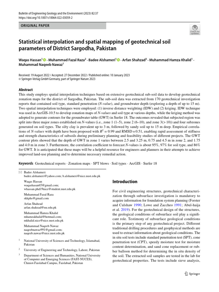 Hassan Et Al.2023. Stadistical Interpolation and Spatial Mapping of Geotechnical Soil ...