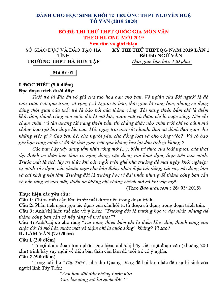 De Thi Thu Van Tham Khao | PDF