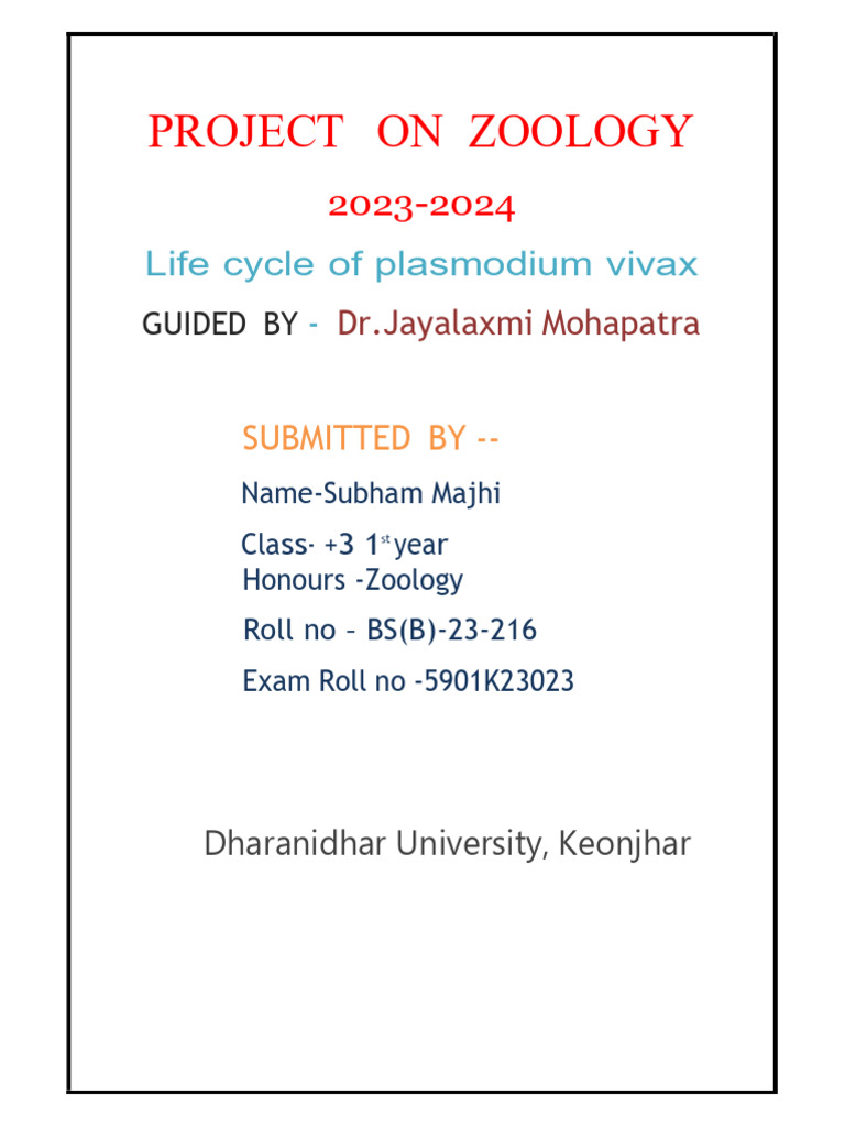 Zoology Project Core 1 | PDF | Malaria | Plasmodium