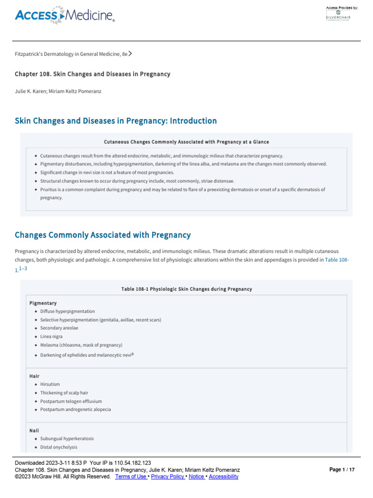 Chapter 108. Skin Changes and Diseases in Pregnancy | PDF | Pregnancy ...