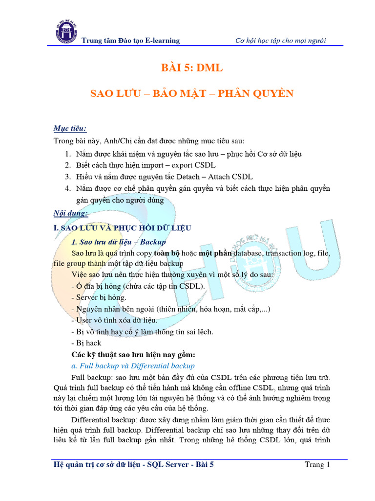 Bai5 DML Saoluu Baomat Phanquyen HDH | PDF