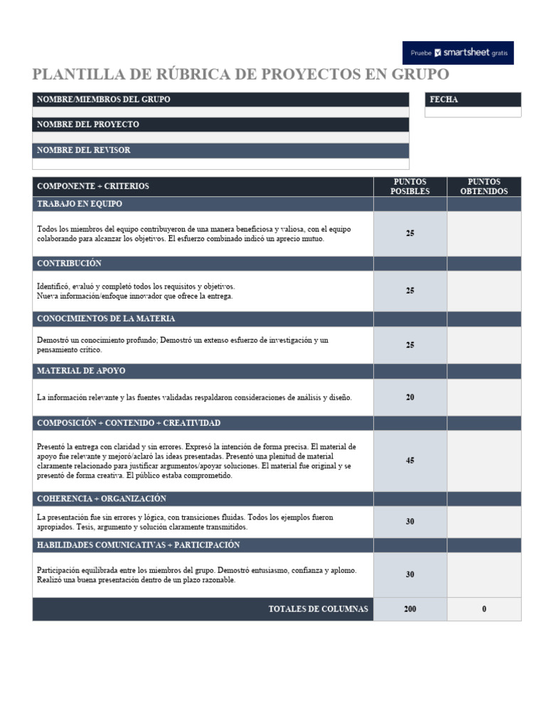 Ic Group Project Rubric Template 9410 Word Es Pdf Pensamiento
