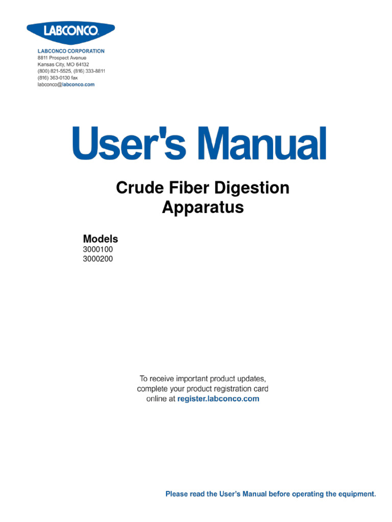 Labconco-3002300 Rev e Crude Fiber Digestion Apparatus User Manual ...