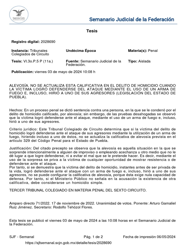 Alevosía en homicidio y defensa propia | PDF | Homicidio | Malicia de ...