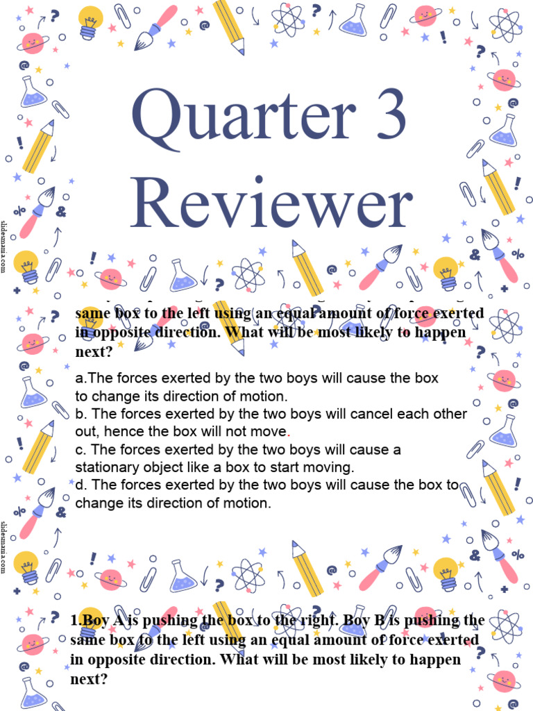 3rd Quarterly Exam Reviewer | PDF | Force | Mass