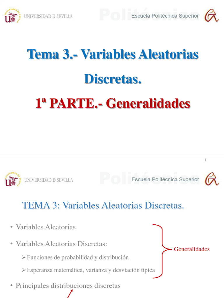Variables Aleatorias Discretas: Funciones y Ejemplos | PDF | Variable aleatoria | Teoría de ...