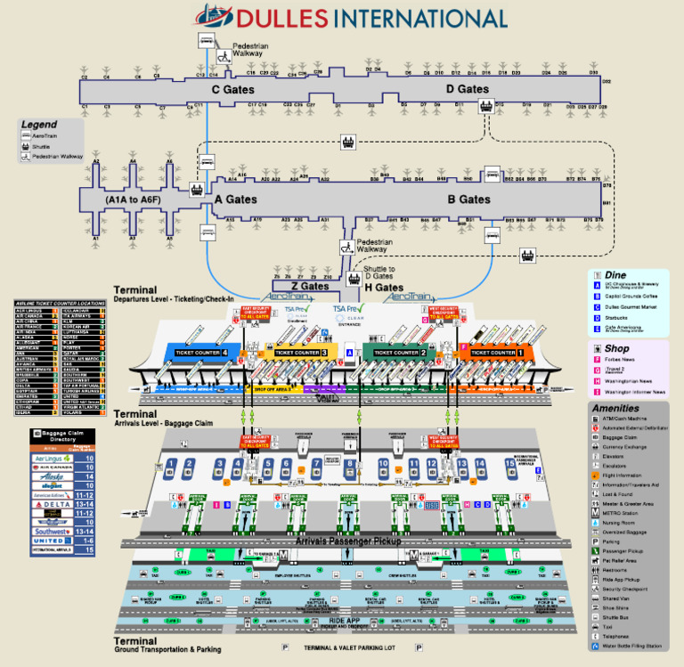 Dulles Airport Terminal Map | PDF | Transport | Airlines