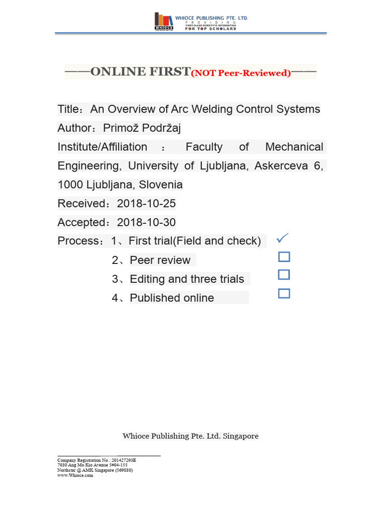 An Overview of Arc Welding Control Systems | PDF | Welding | Construction