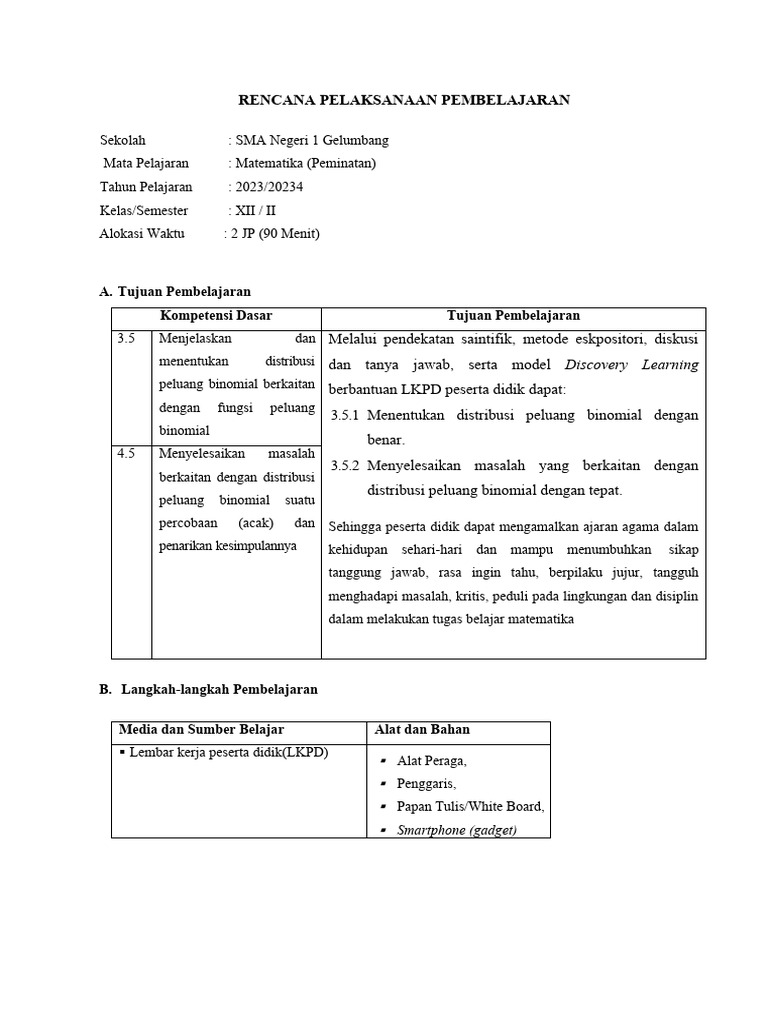 Modul Ajar Distribusi Binomial | PDF | Karier & Perkembangan