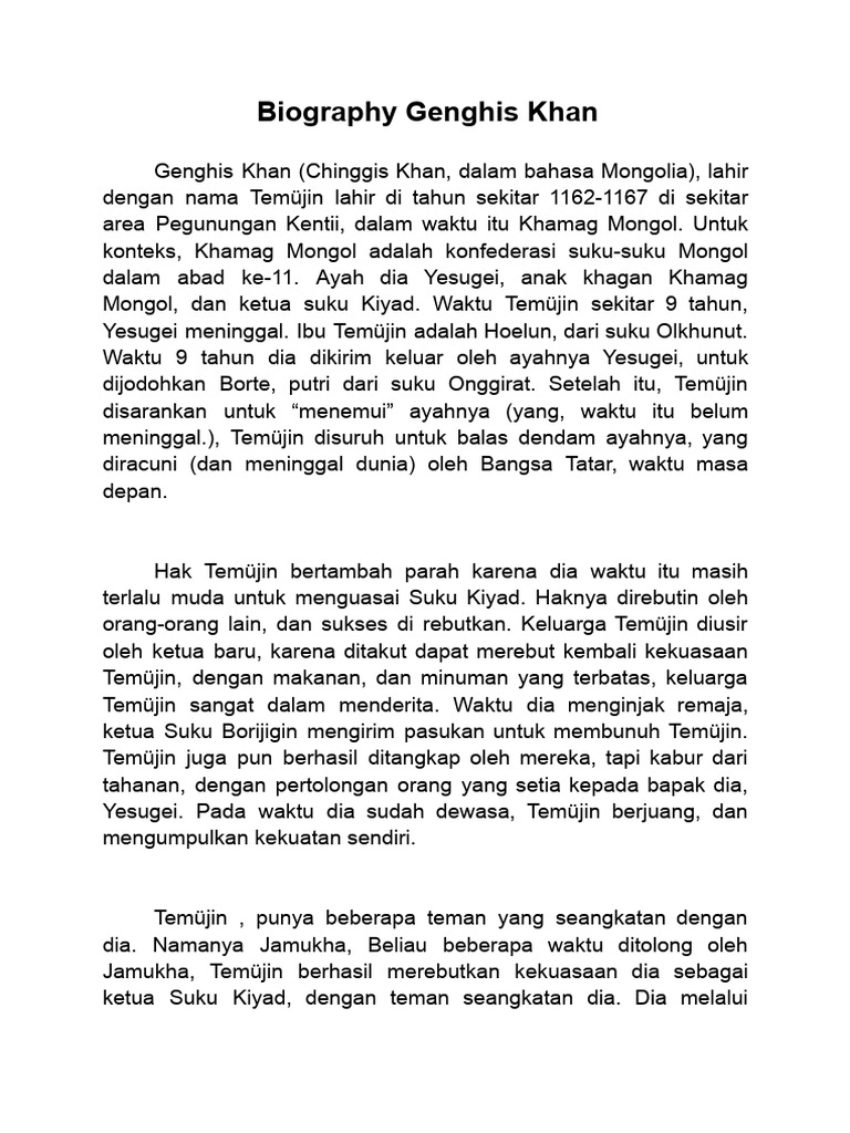 Biography Genghis Khan, Sejarah | PDF