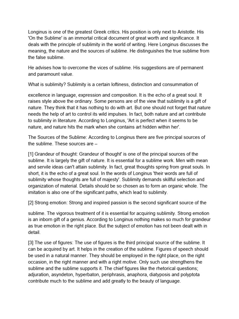 Understanding Longinus on Sublimity | PDF | Philosophy
