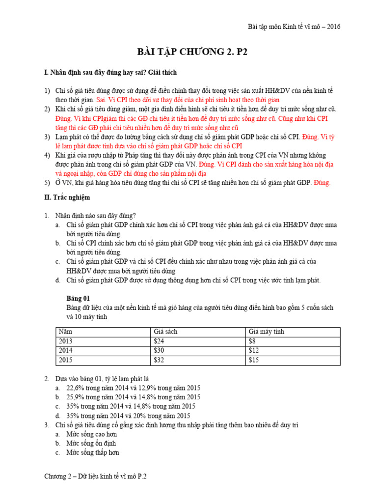 Bài tập chương 2 P.2 | PDF