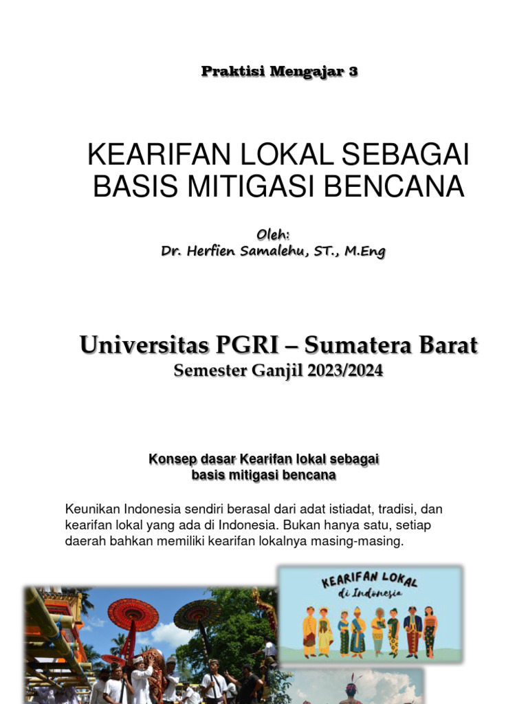 Kearifan Lokal Sebagai Basis Mitigasi Bencana | PDF