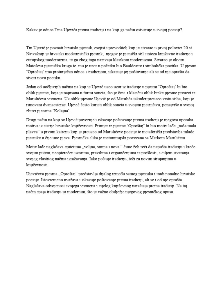 Esej Tin Ujević | PDF