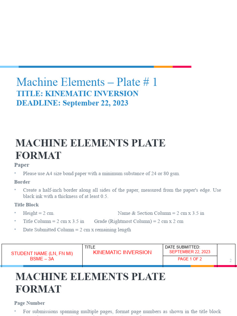 Machine Elements Plate #1 Guidelines | PDF | Technology & Engineering