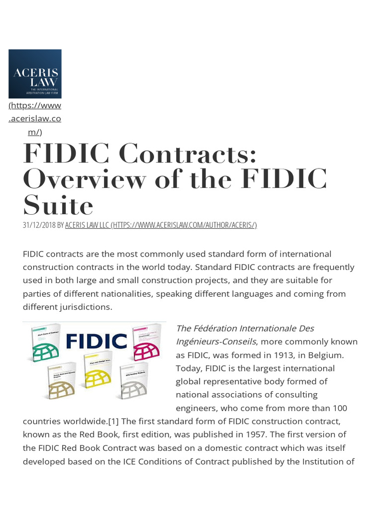 Overview of FIDIC Contracts Suite | PDF | Employment | Arbitration
