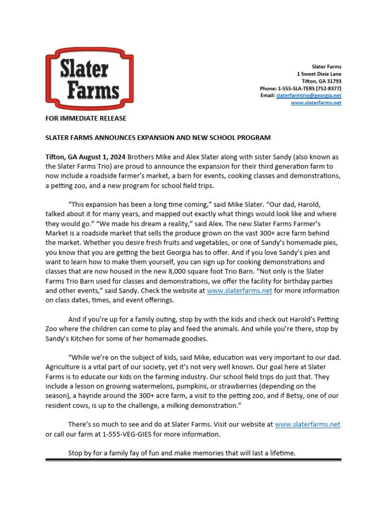 WRD-1 Slater Farms | PDF | Farms | Food Industry