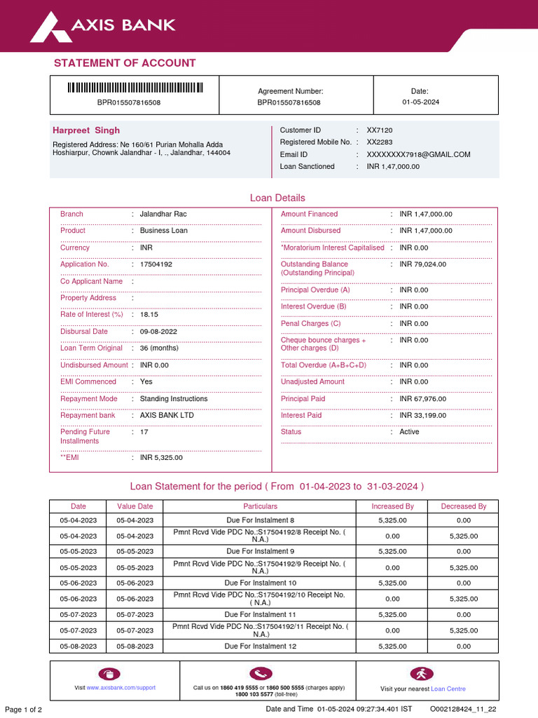Business Loan Account Statement | PDF | Banks | Loans