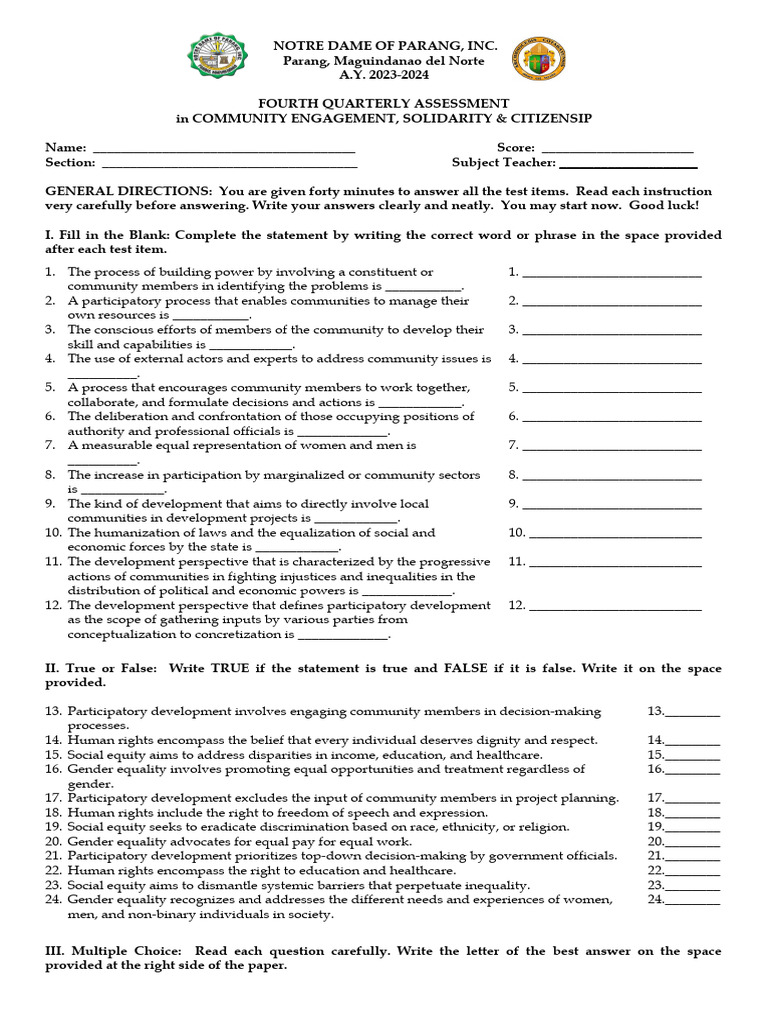 Community Engagement Assessment 2023 | PDF | Community | Empowerment