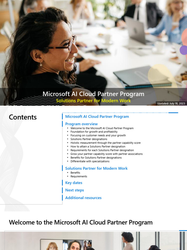 Solutions Partner For Modern Work Walking Deck | PDF | Microsoft Azure | Cloud Computing