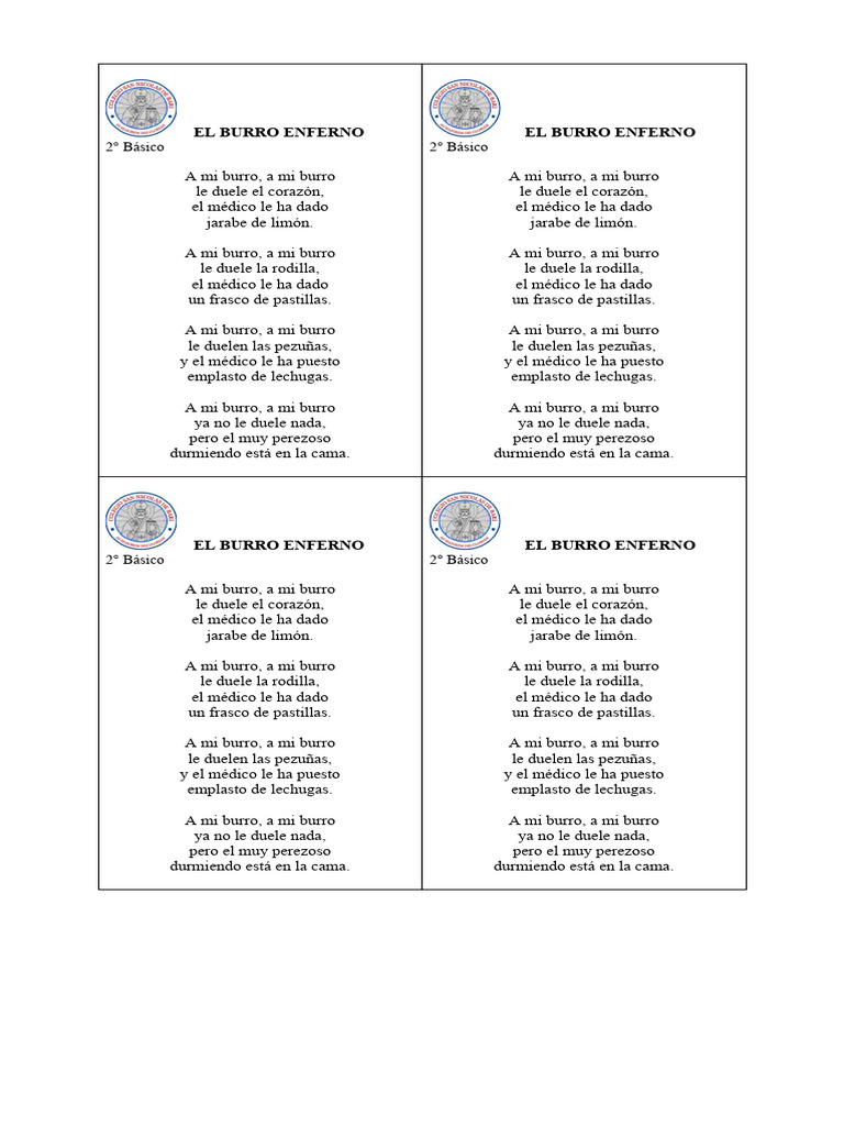 El Burro Enfermo: Cuento Infantil | PDF