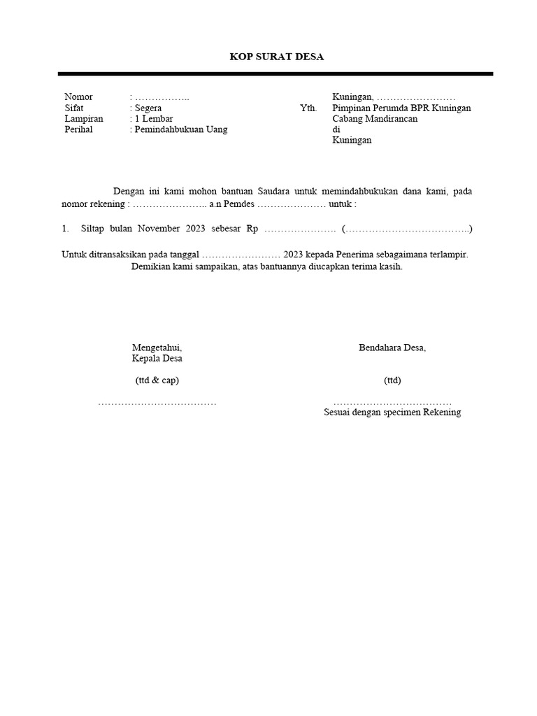 CONTOH SURAT DESA | PDF
