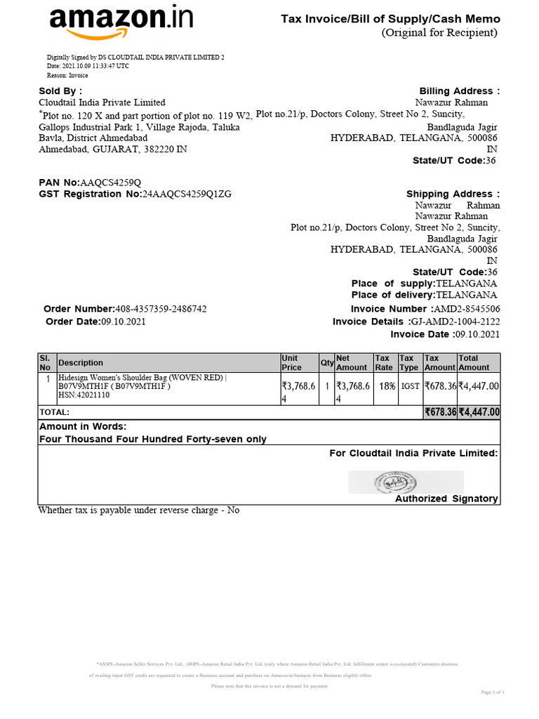 Bag Invoice | Download Free PDF | Invoice | Payments