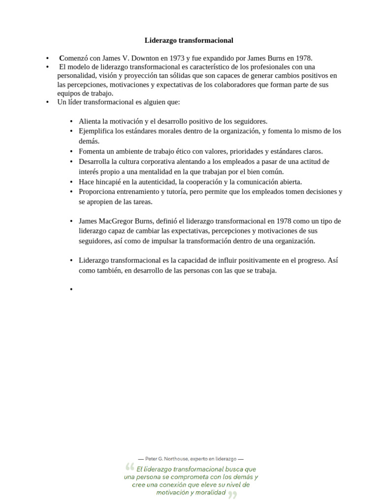 Liderazgo Transformacional | PDF