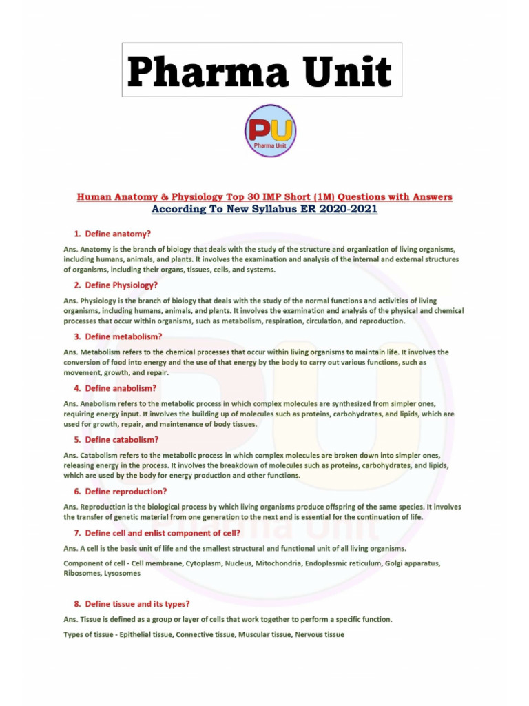 HAP 1 Marks Questions | PDF