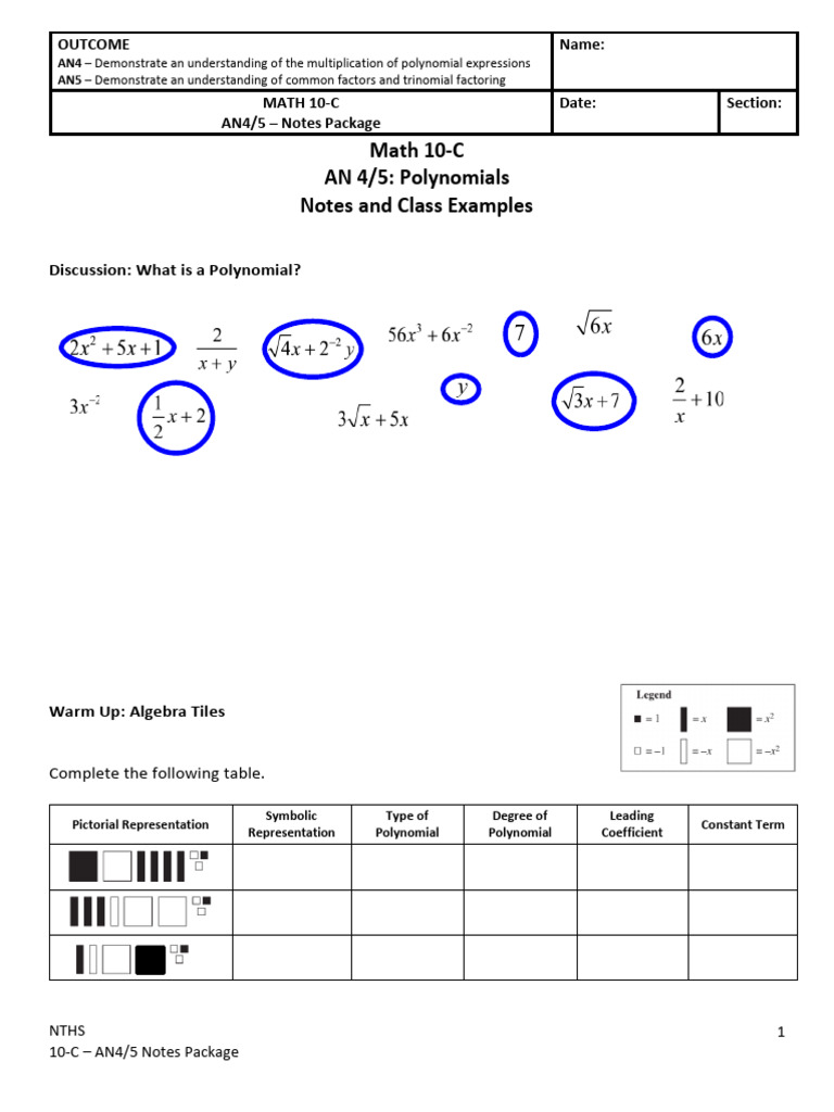 AN45 - Student Notes2 | PDF | Factorization | Polynomial