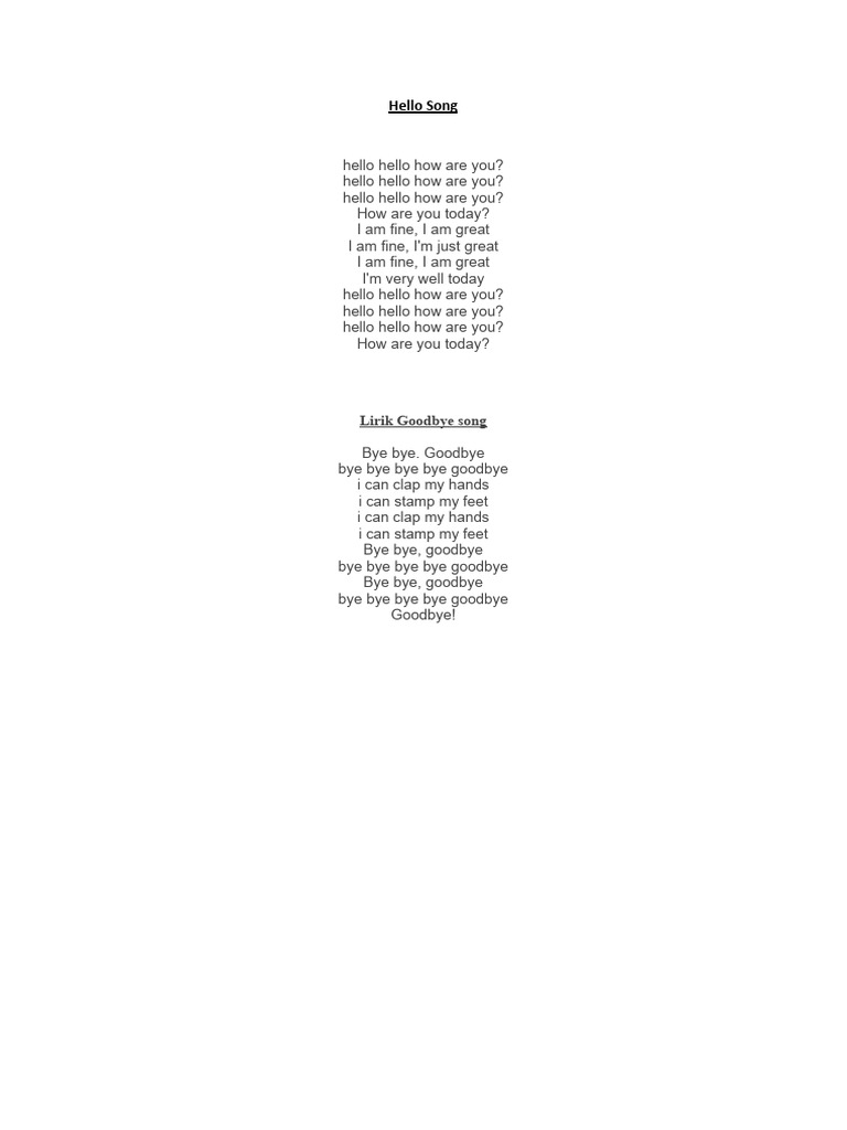 Hello Song | PDF | Poetry