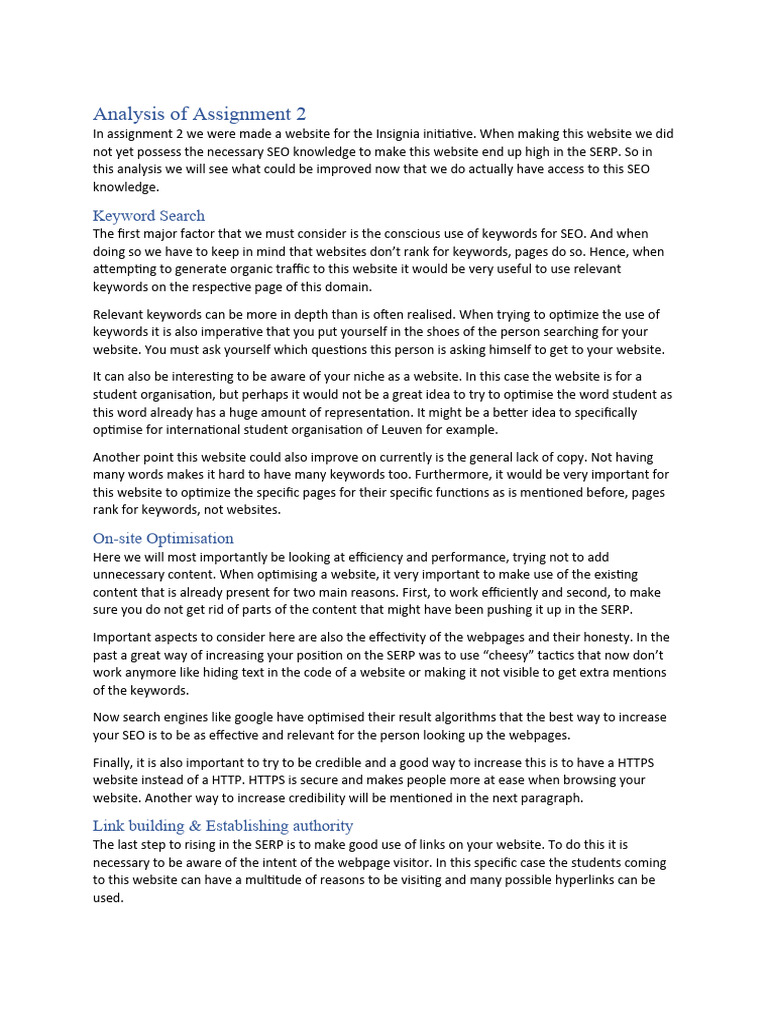 SEO Analysis Assignment 3 | PDF | Search Engine Optimization | Computing