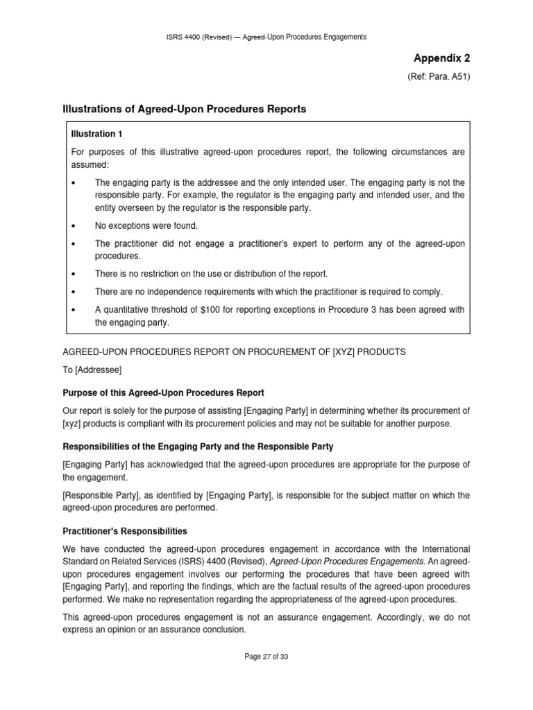ISRS 4400 Revised: Agreed-Upon Procedures | PDF | Financial Audit | Audit