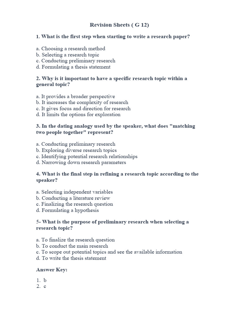 Revision Sheets G 12 Quarter 3 | Download Free PDF | Plagiarism | Cognition