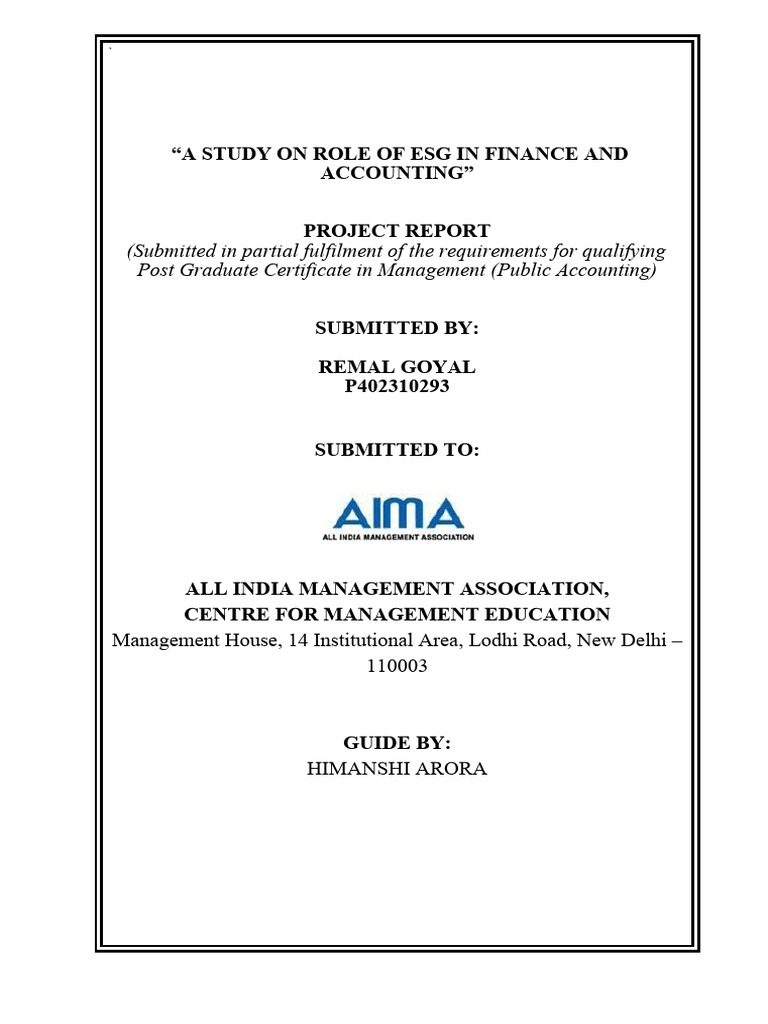 AIMA Final Project Report | PDF | Risk | Governance