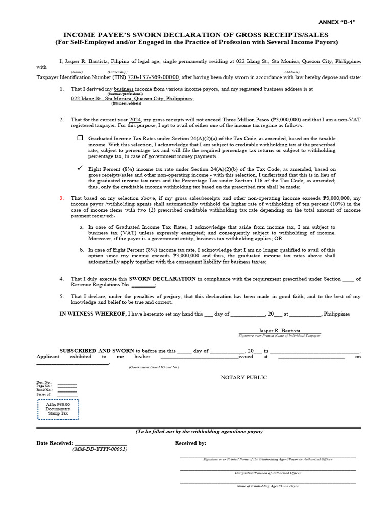 Annex B-1 RR 11-2018 | PDF | Income Tax | Taxes