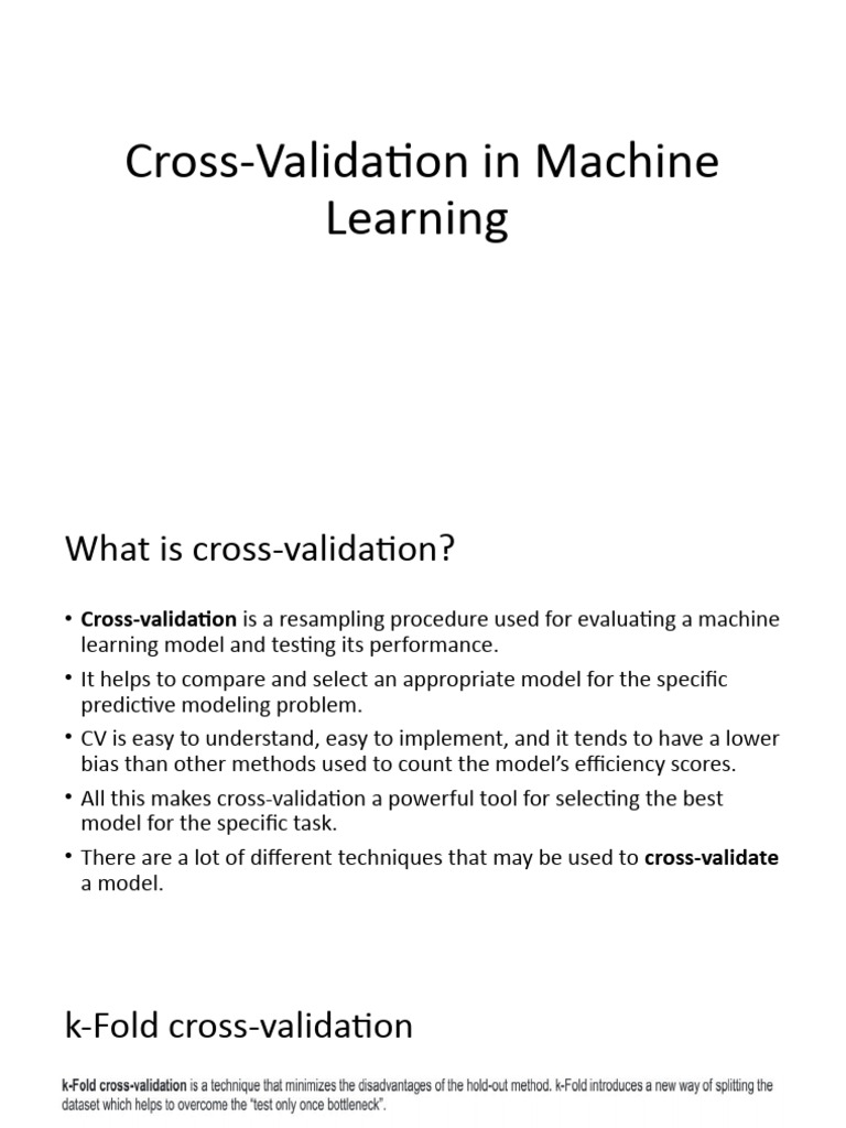 Cross-Validation in Machine Learning | PDF | Technology & Engineering