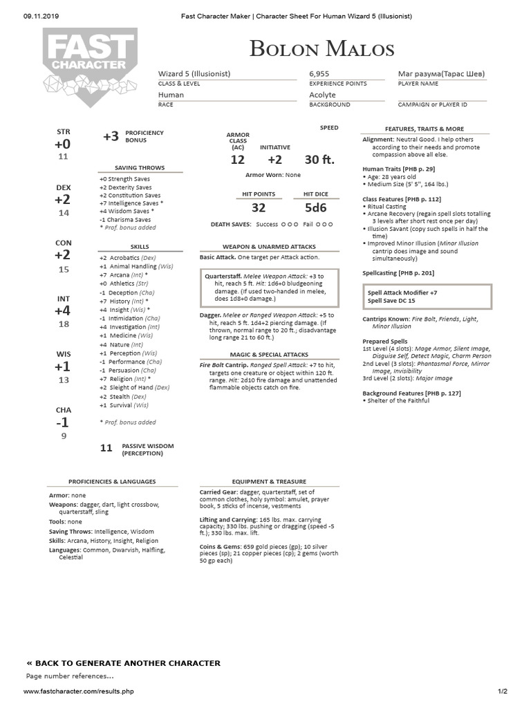 Fast Character Maker Character | PDF | Wizards Of The Coast | Dungeons ...