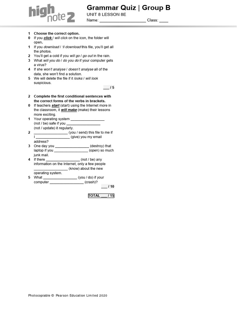 First Conditional Grammar Quiz | PDF | Games & Activities