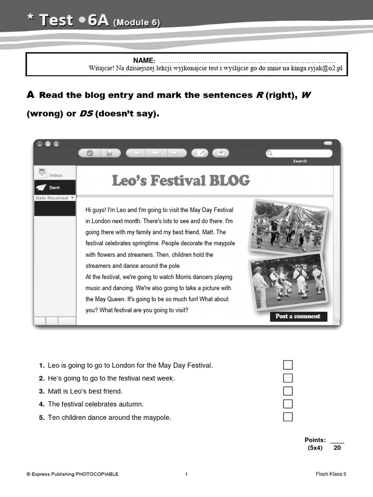 Angielski Klasa 5 Lekcja 31 | PDF