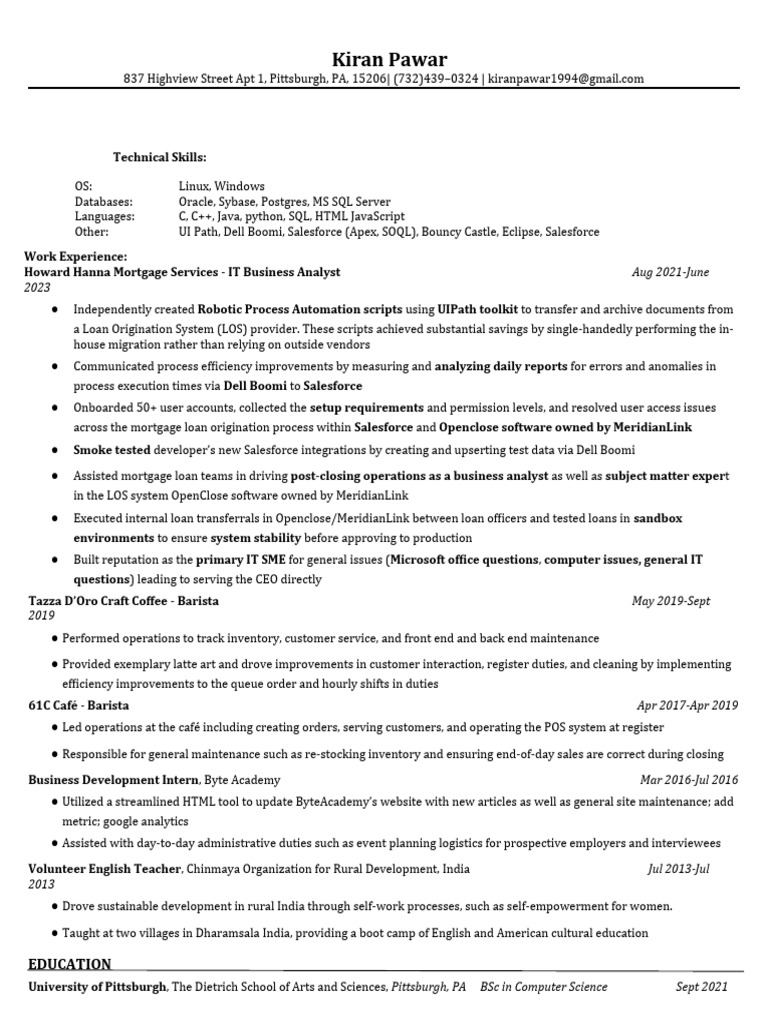 Kiran Pawar Resume v06 | PDF | Sql | Databases