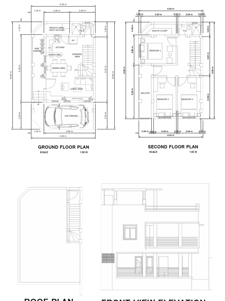 Revised Plan - Proposed Two Storey Residential With Roof Deck | PDF ...