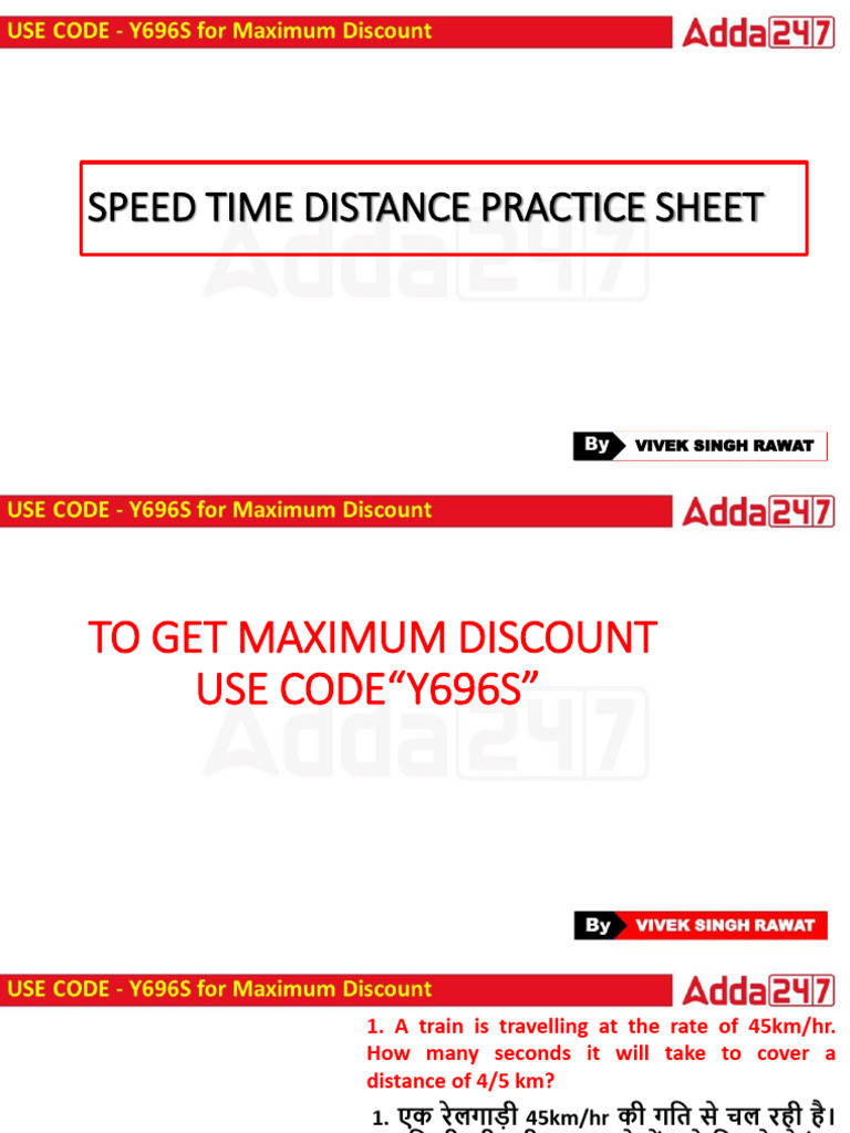 Time Distance Practice Sheet | PDF