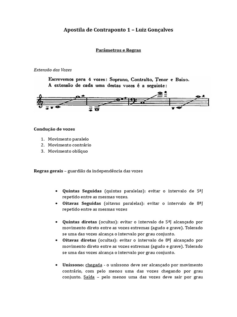 Apostila de Contraponto Atualizada. 1a2a3a4aespcies | PDF | Pitch ...