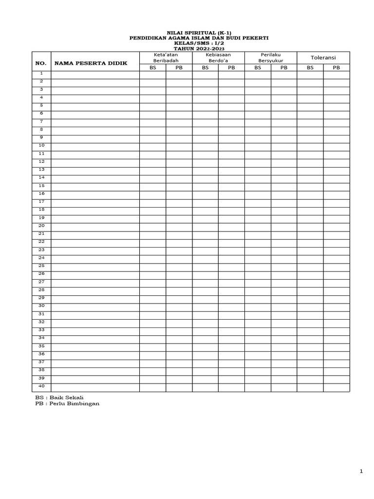 Daftar Nilai Pai | PDF | Olahraga & Rekreasi