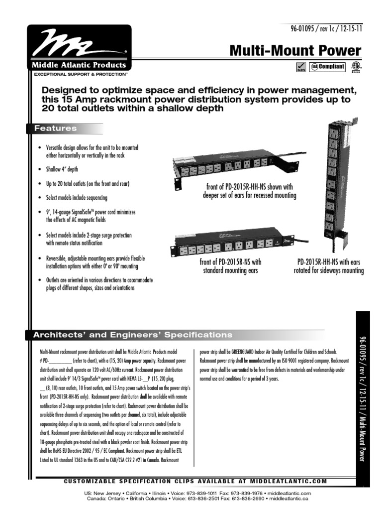 Midel Atlantic PD-1815R-RN | PDF | Equipment | Electric Power