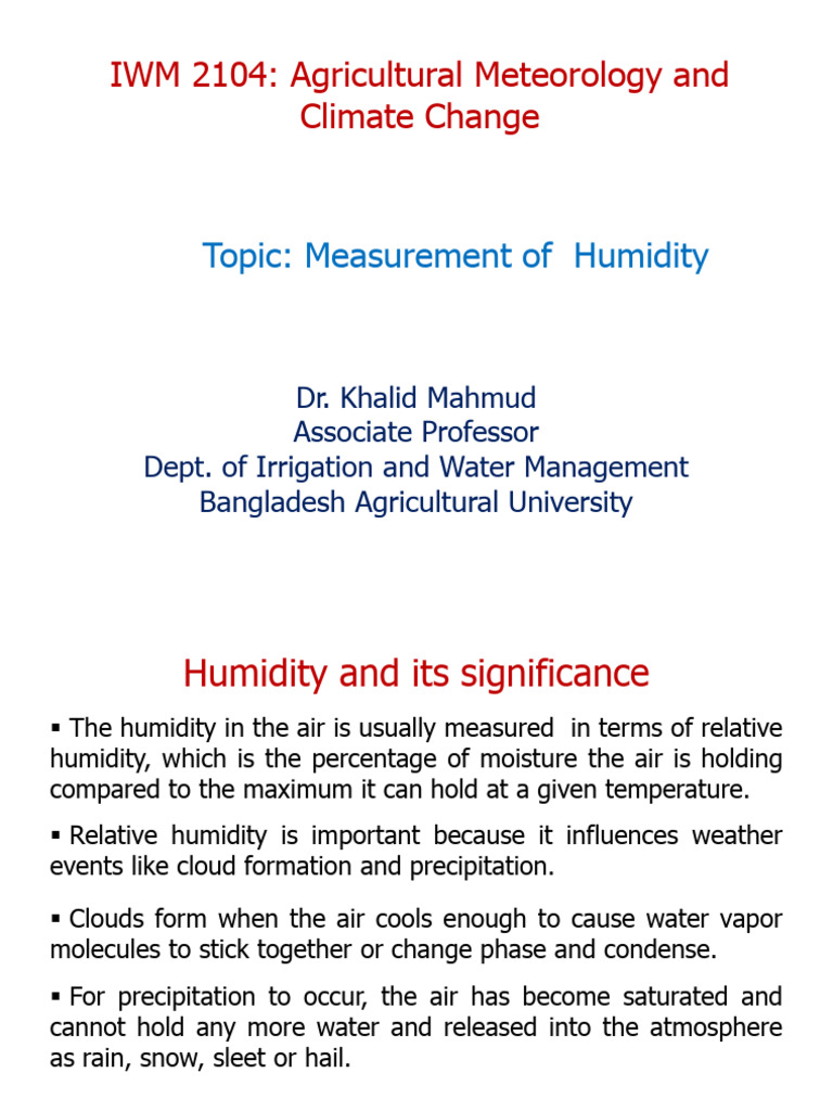 Humidity Measurement_Final | PDF | Humidity | Water Vapor